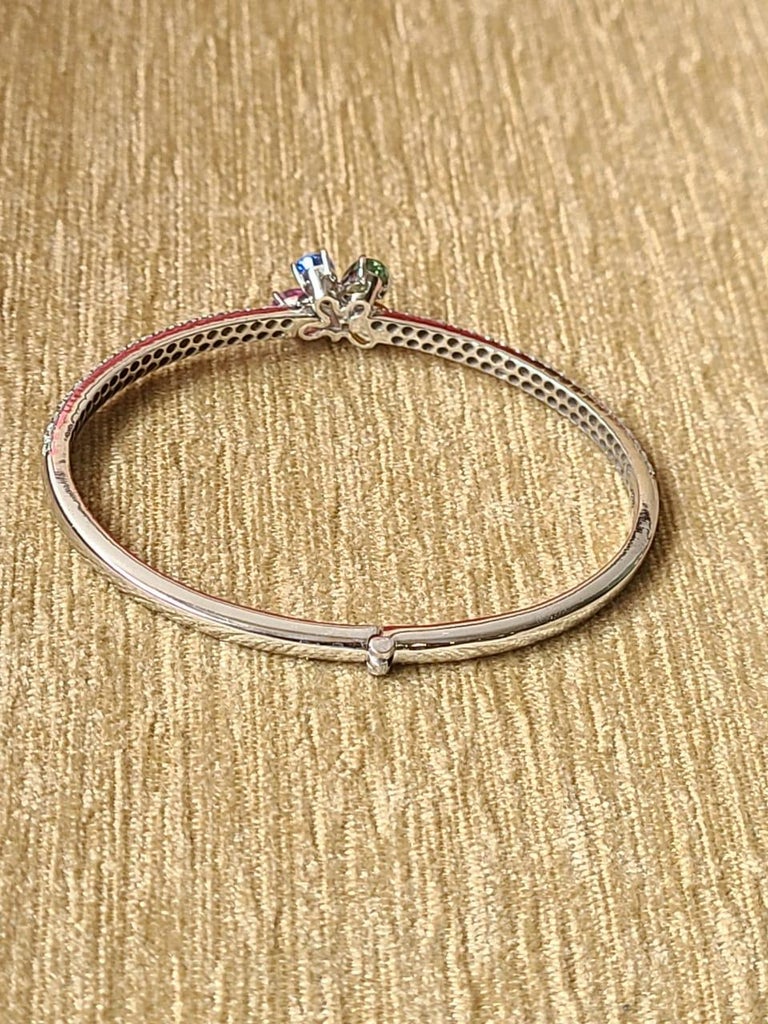 2.37 Carats, Natural, Multi Sapphires and Diamonds Modern/Bangle ...