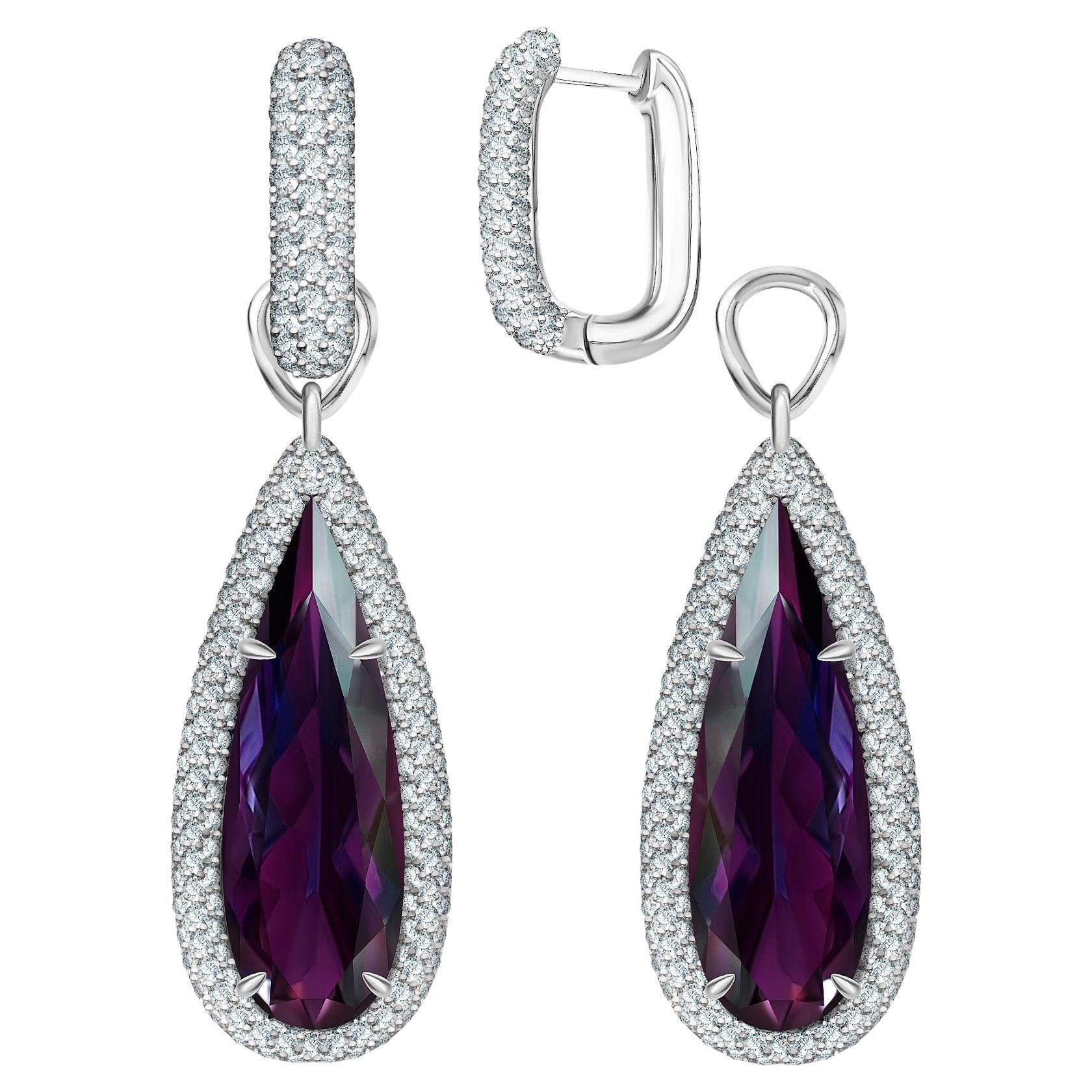 6, 3 Carat Diamonds 18 Karat White Gold Transformer Earrings "Galaxy ...