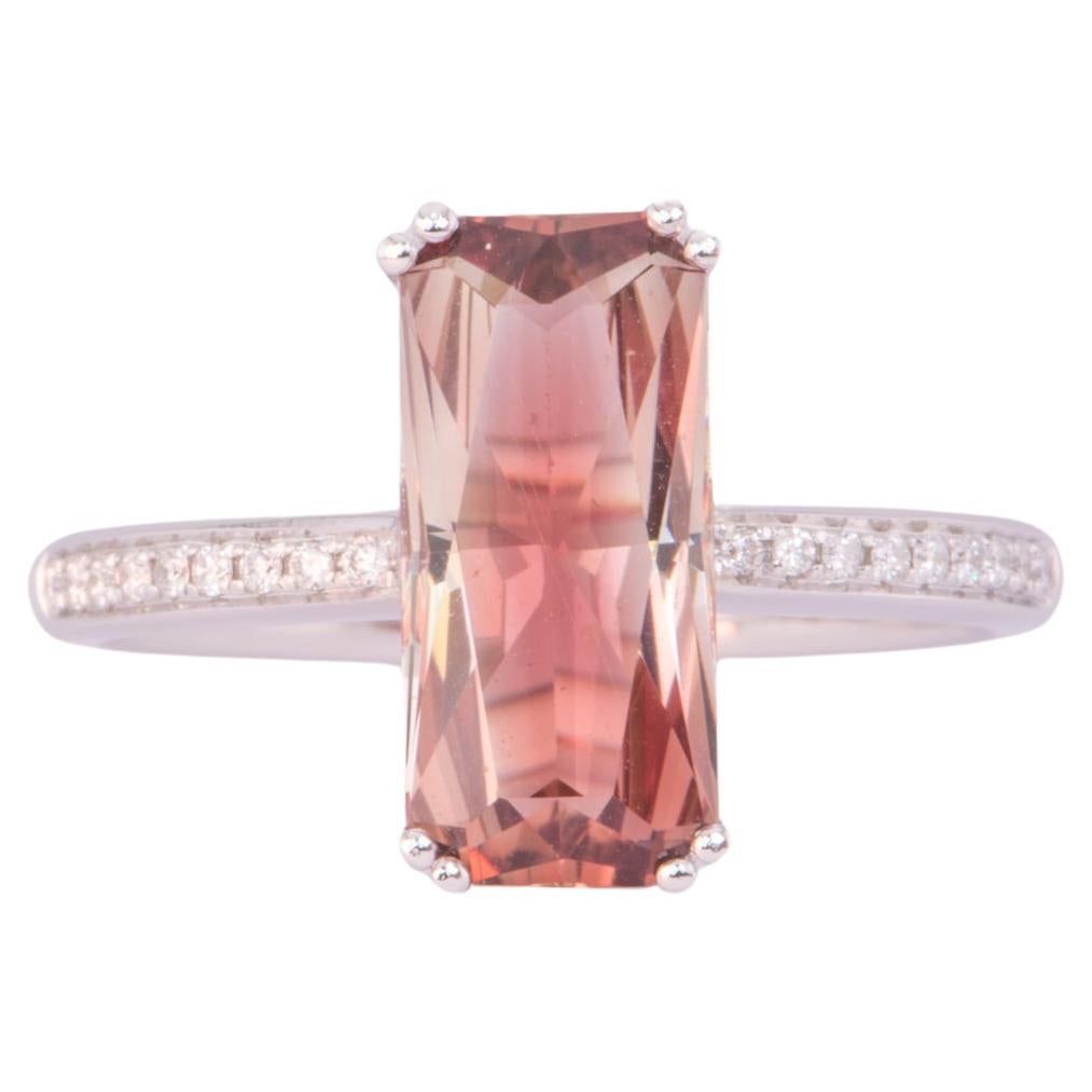 1.23ct Red Oregon Sunstone with Diamond Pave Band 14K Rose Gold ...