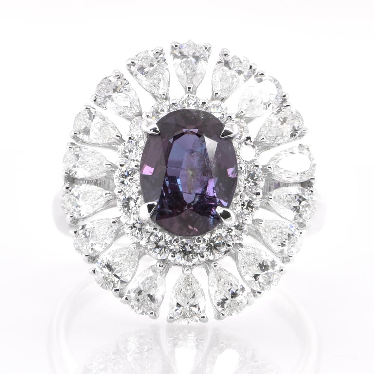 2.39 Carat Natural Brazilian Alexandrite and Diamond Ring Set in ...