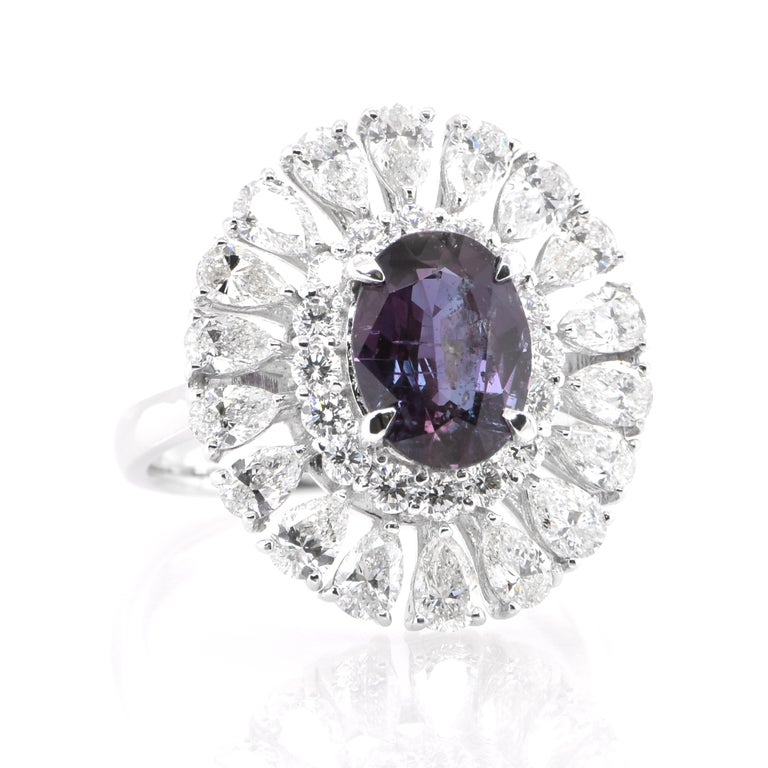 2.39 Carat Natural Brazilian Alexandrite and Diamond Ring Set in ...