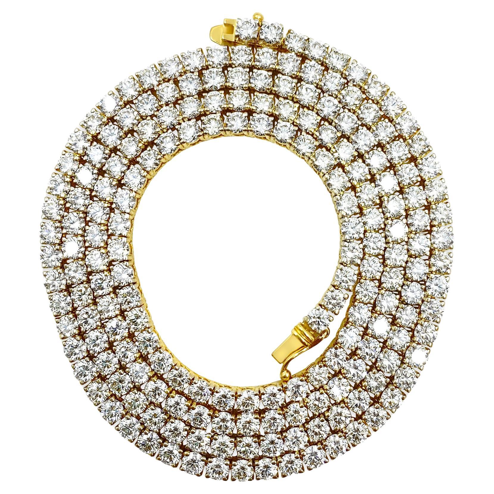 32 Inch Diamond Gold Opera Tennis Necklace For Sale at 1stDibs | long ...