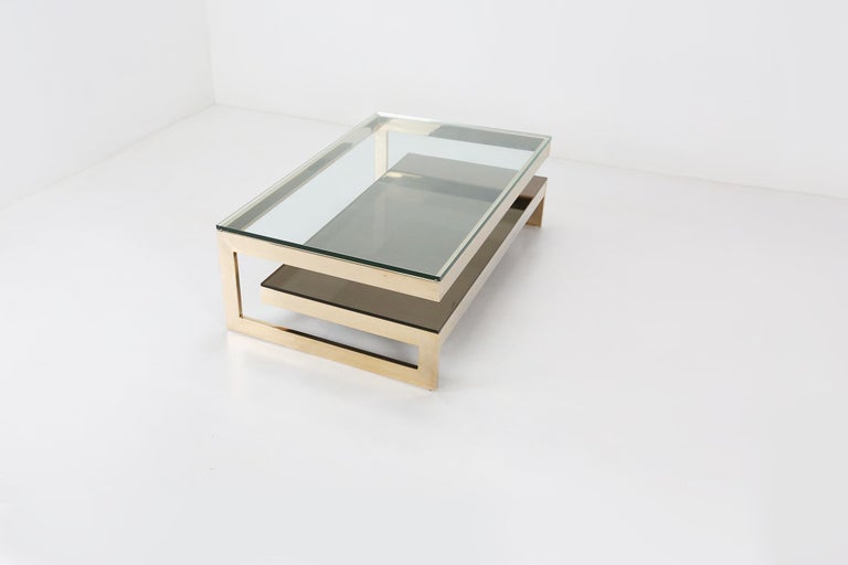 23kt Gold Leaf G-Shaped Coffee Table by Belgochrom For Sale at 1stDibs