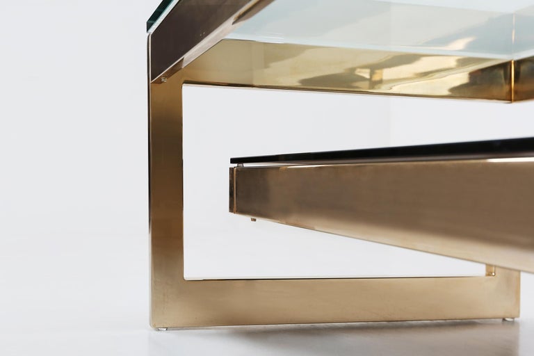 23kt Gold Leaf G-Shaped Coffee Table by Belgochrom For Sale at 1stDibs