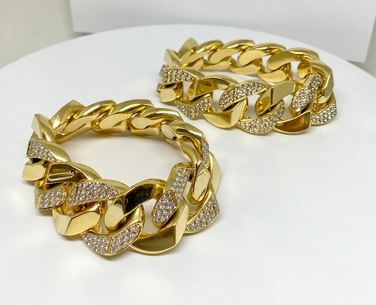 24 Carat Diamond Necklace and Bracelet in 18KT Yellow Gold For Sale at ...