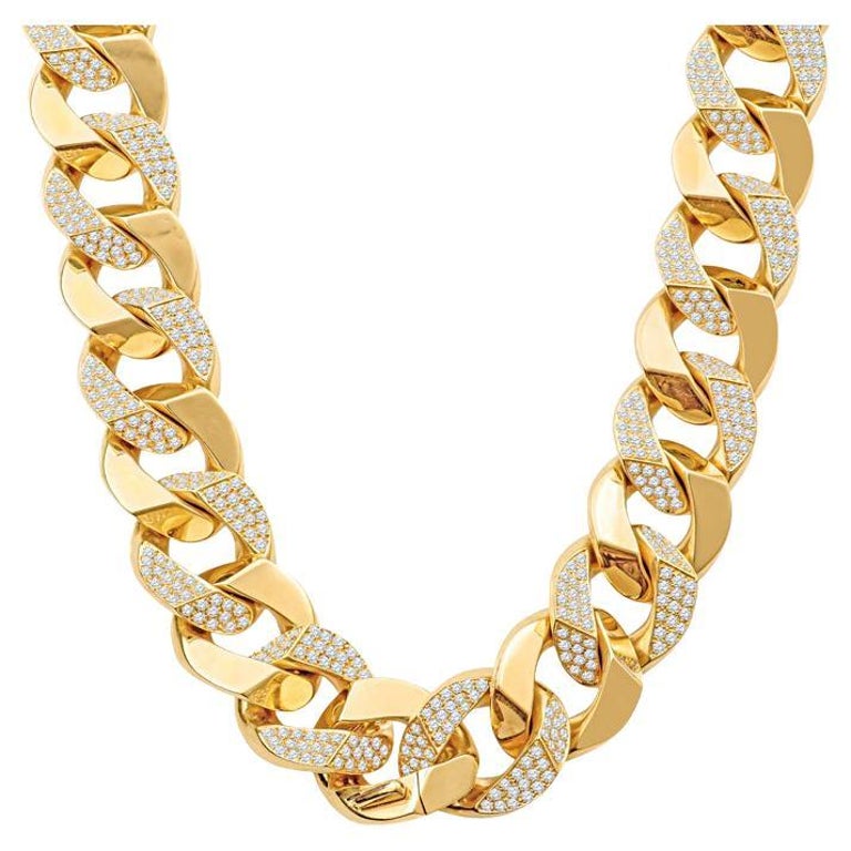 24 Carat Diamond Necklace and Bracelet in 18KT Yellow Gold For Sale at ...