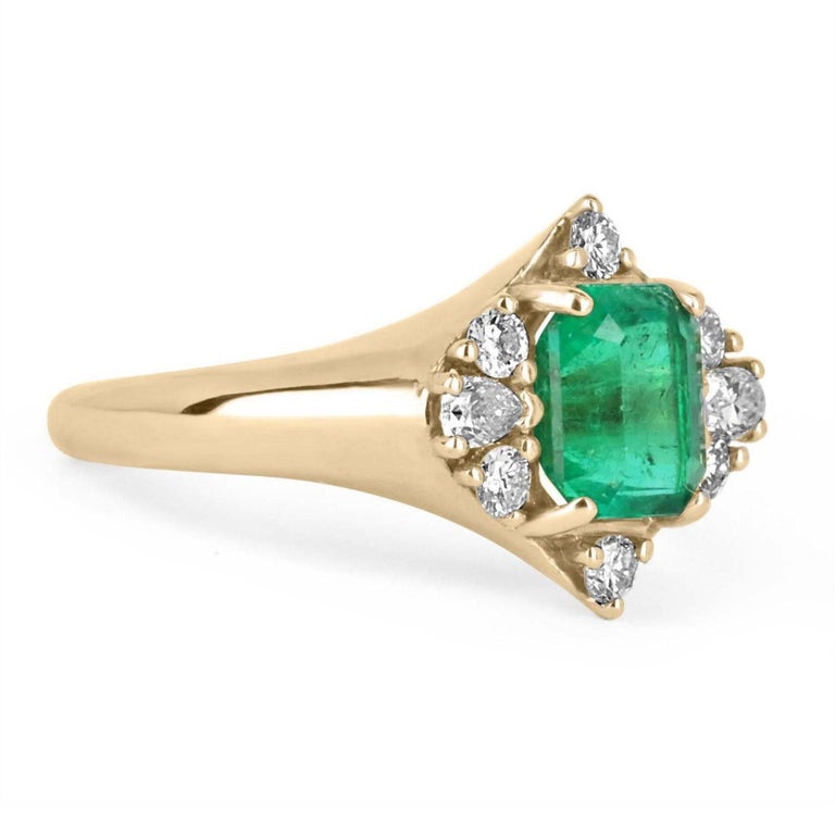 Customizable 2.4 Carat Emerald-Emerald Cut and Diamond Statement Ring ...