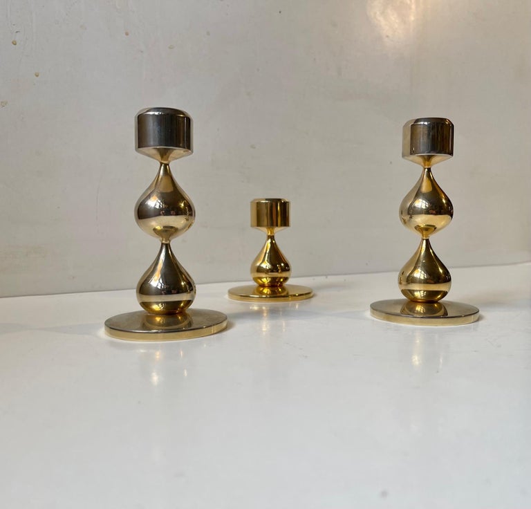 24 Carat Gold Plated Teardrop Candlesticks by Hugo Asmussen For Sale at ...
