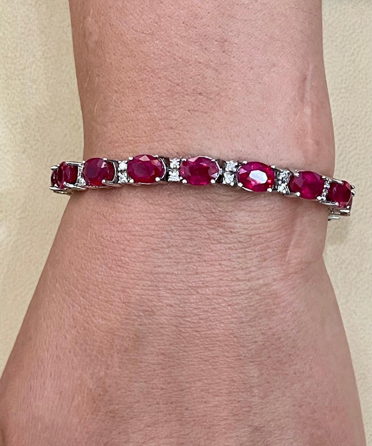 24 Carat Ruby and 1 Carat Diamond Affordable Tennis Bracelet 14 Karat ...