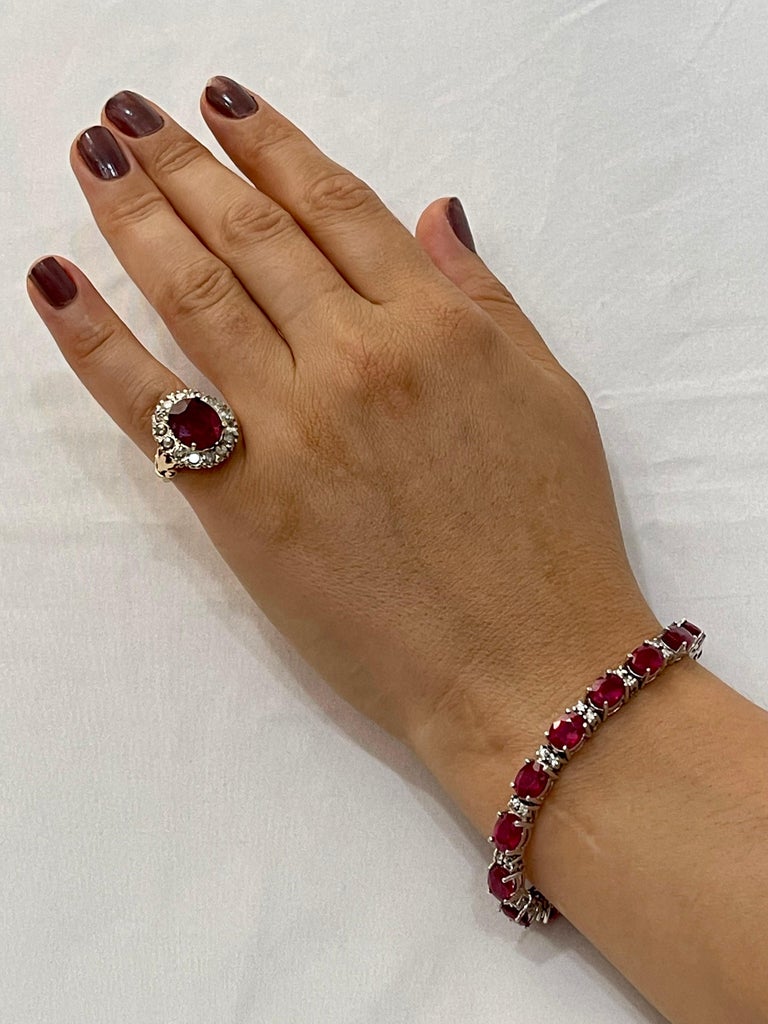 24 Carat Ruby and 1 Carat Diamond Affordable Tennis Bracelet 14 Karat ...