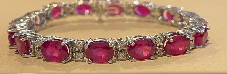 24 Carat Ruby and 1 Carat Diamond Affordable Tennis Bracelet 14 Karat ...