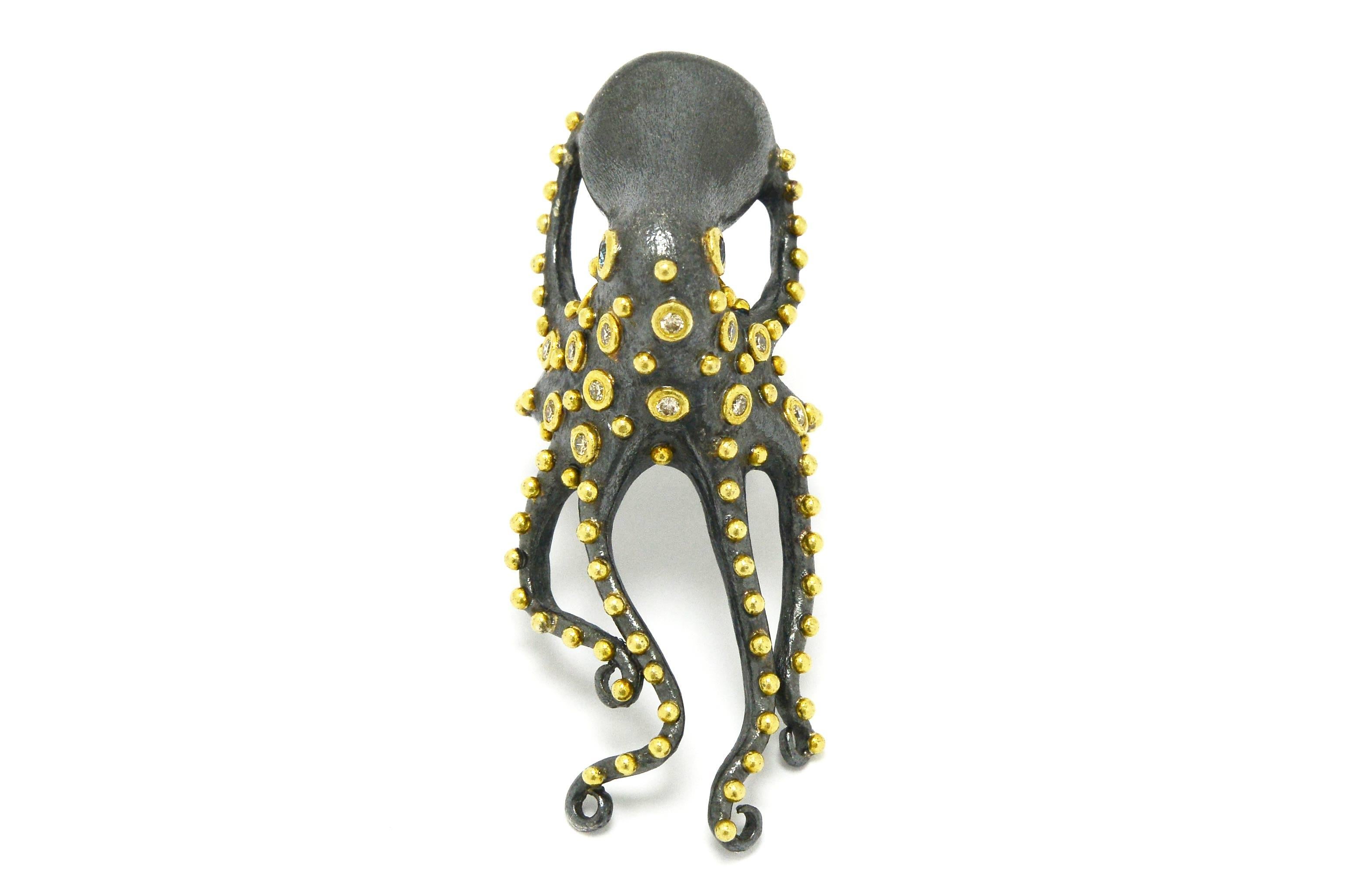 24 Karat Gold Octopus Ring Diamond Tentacles For Sale at 1stDibs | 24 ...