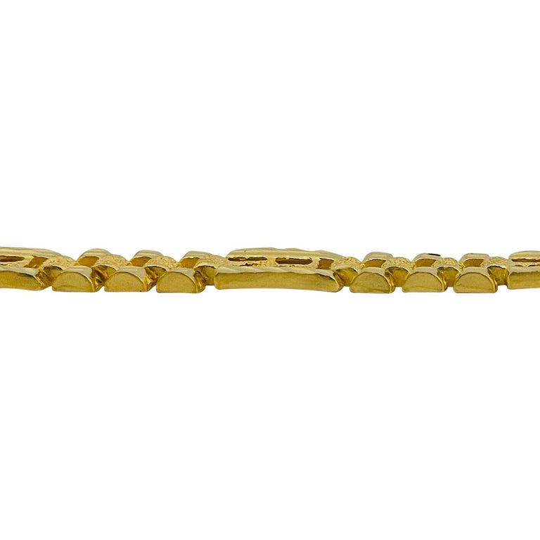 24 Karat Pure Yellow Gold Diamond Cut Fancy Panther Link Bracelet For ...