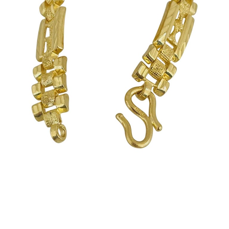 24 Karat Pure Yellow Gold Diamond Cut Fancy Panther Link Bracelet For ...