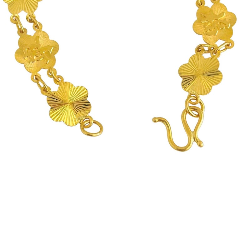 24 Karat Pure Yellow Gold Ladies Asian Symbols Fancy Link Bracelet For ...