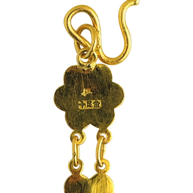 24 Karat Pure Yellow Gold Ladies Asian Symbols Fancy Link Bracelet For ...