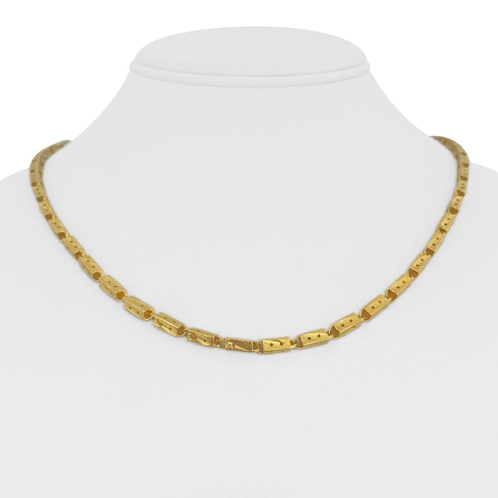 24 Karat Pure Yellow Gold Ladies Diamond Cut Bar Link Chain Necklace ...