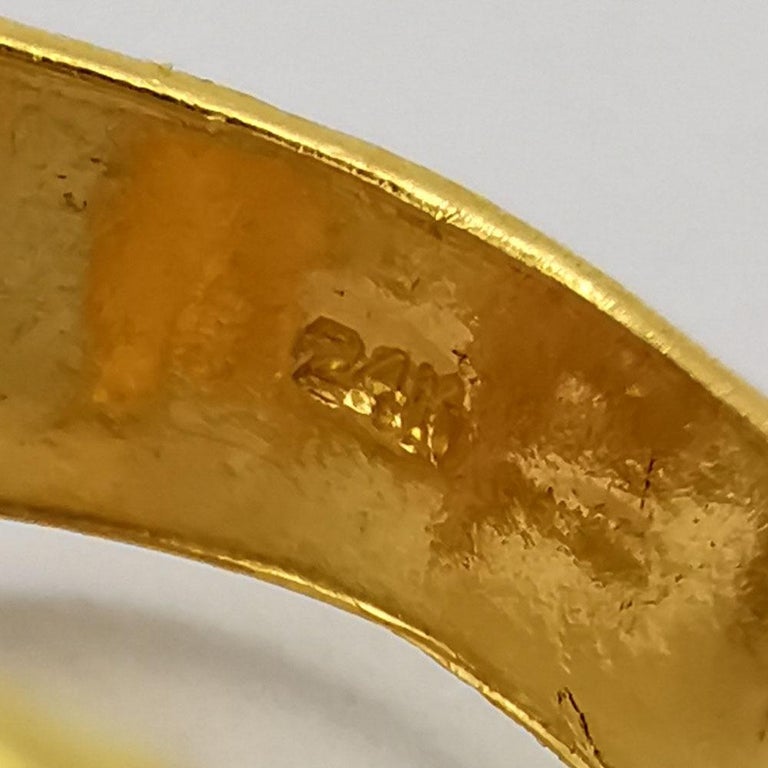 24 Karat Pure Yellow Gold Ivy Leaves Ring For Sale at 1stDibs