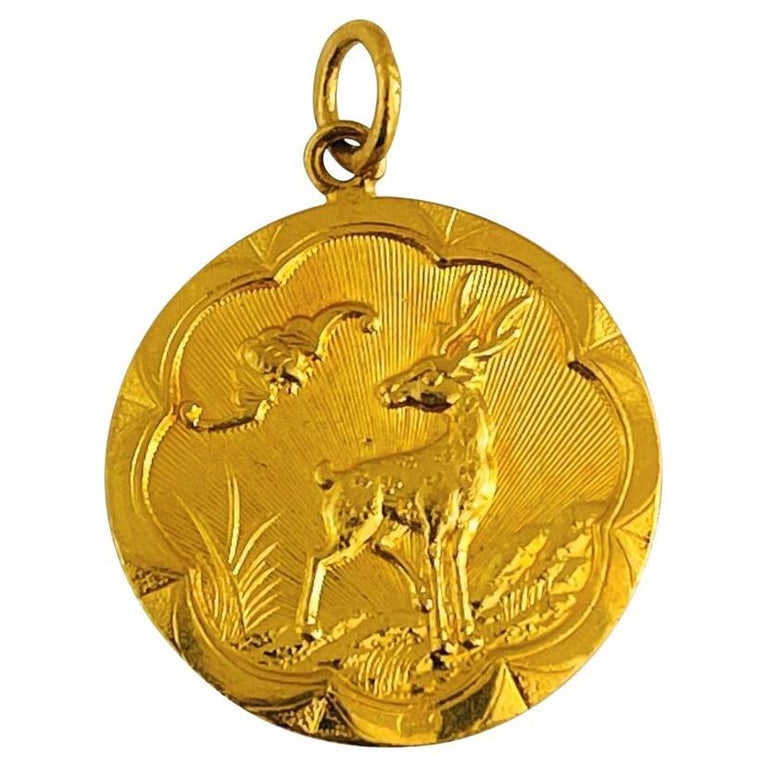 24 Karat Pure Yellow Gold Solid Animals Buck Deer Lucky Charm Pendant ...