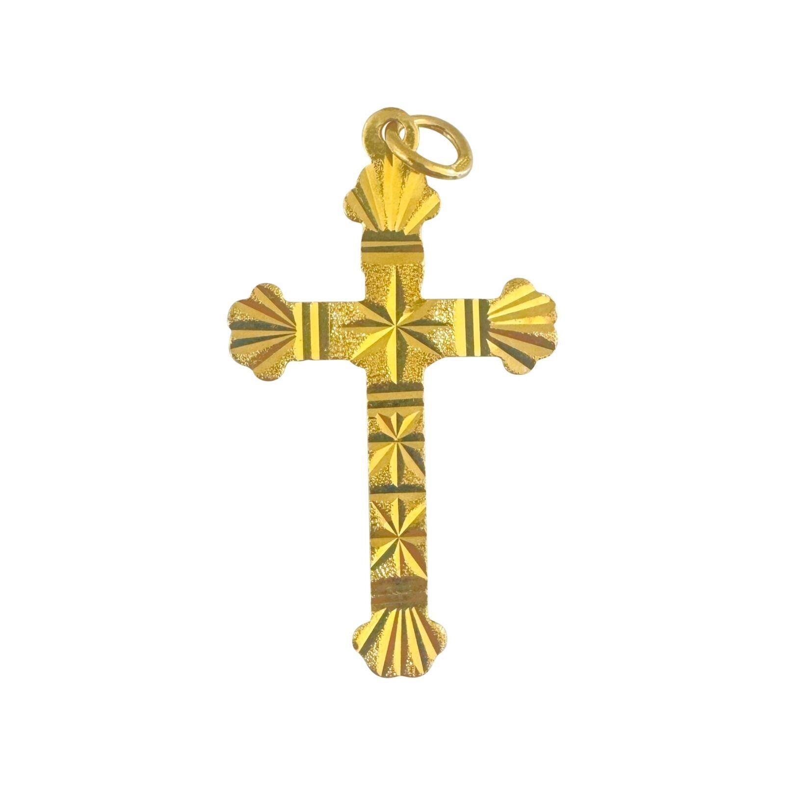 24 Karat Pure Yellow Gold Solid Diamond Cut Fancy Cross Pendant For ...
