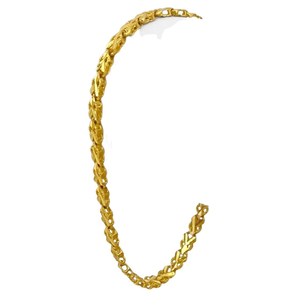 24 Karat Pure Yellow Gold Solid Diamond Cut Panther Link Bracelet For ...