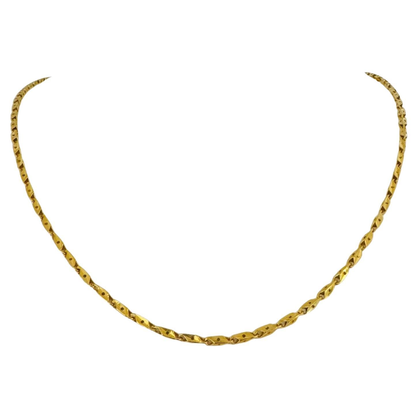 24 Karat Pure Yellow Gold Ladies Diamond Cut Bar Link Chain Necklace ...