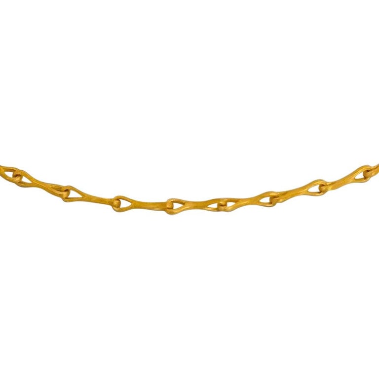 24 Karat Pure Yellow Gold Solid Fancy Bone Link Chain Necklace For Sale ...