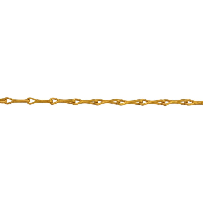 24 Karat Pure Yellow Gold Solid Fancy Bone Link Chain Necklace For Sale ...