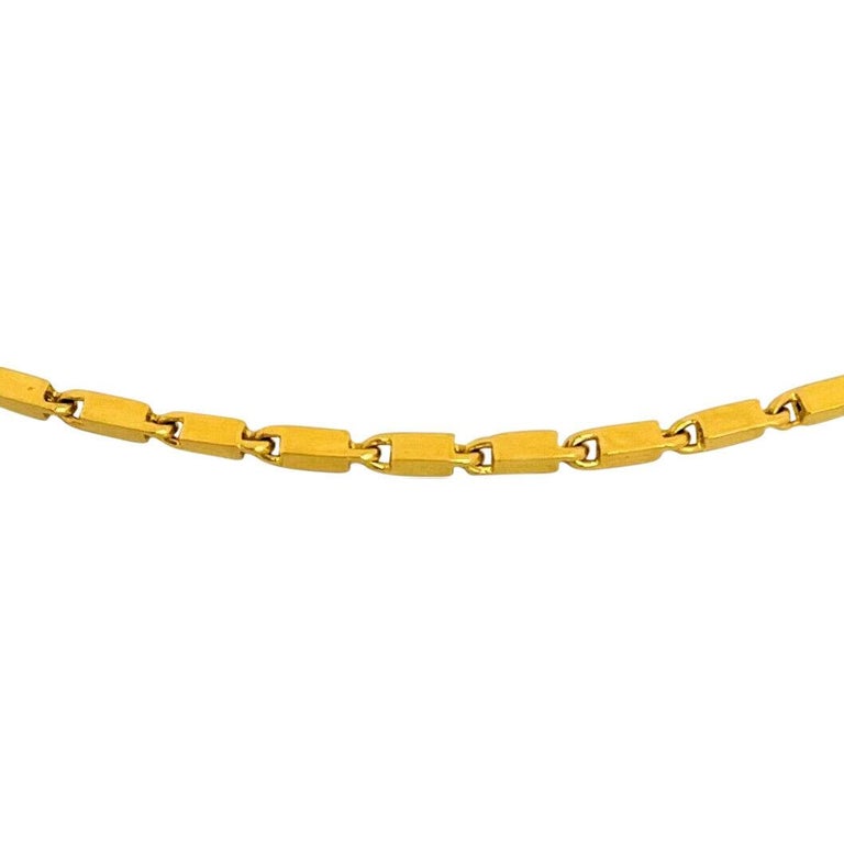 24 Karat Pure Yellow Gold Solid Heavy Bar Link Chain Necklace For Sale ...