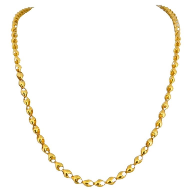 24 Karat Pure Yellow Gold Solid Heavy Fancy Link Chain Necklace For ...