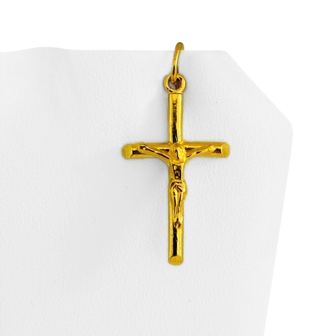 24 Karat Pure Yellow Gold Solid Jesus Christ Crucifix Cross Pendant For ...