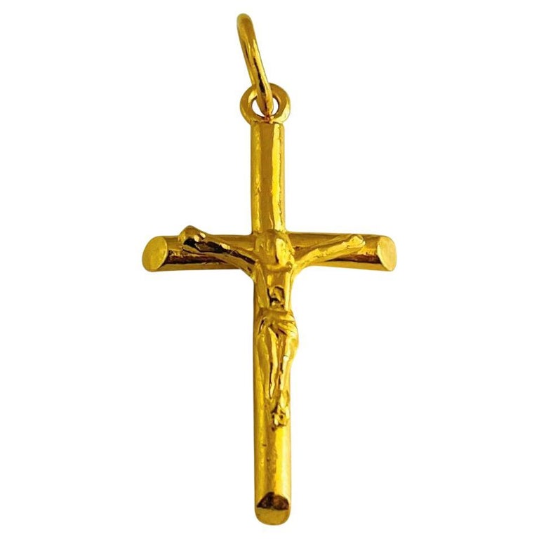 24 Karat Pure Yellow Gold Solid Jesus Christ Crucifix Cross Pendant For ...