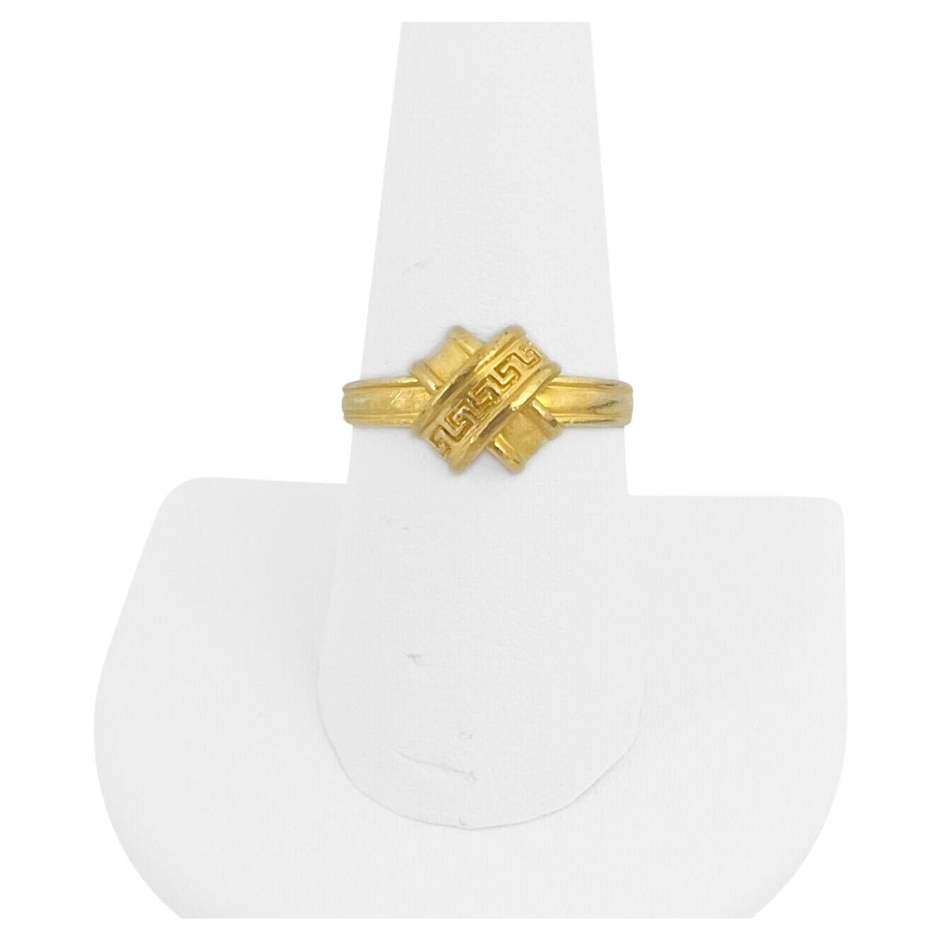 24 Karat Pure Yellow Gold Solid Ladies Fancy Greek Key Bow Ring For ...