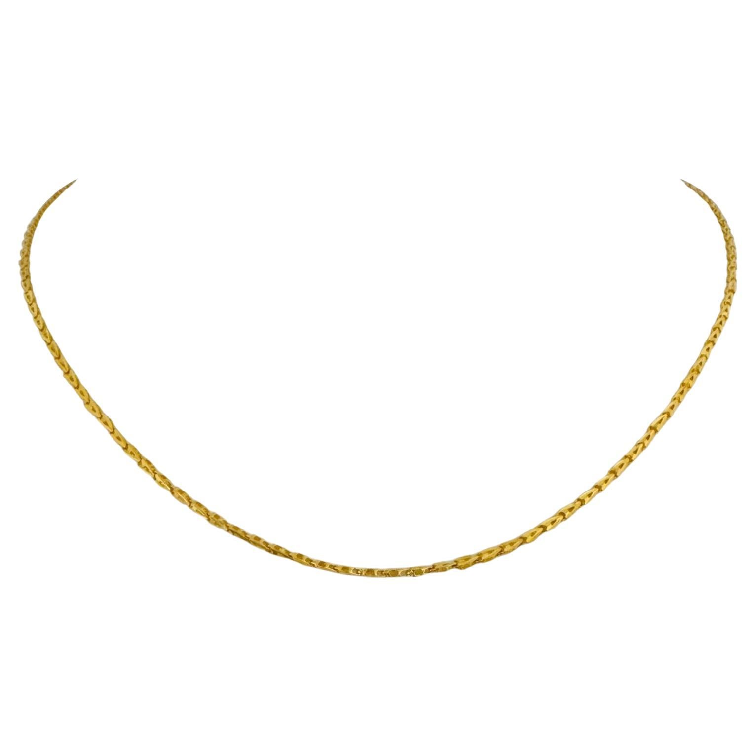 24 Karat Pure Yellow Gold Solid Thin Fancy Link Chain Necklace For Sale ...