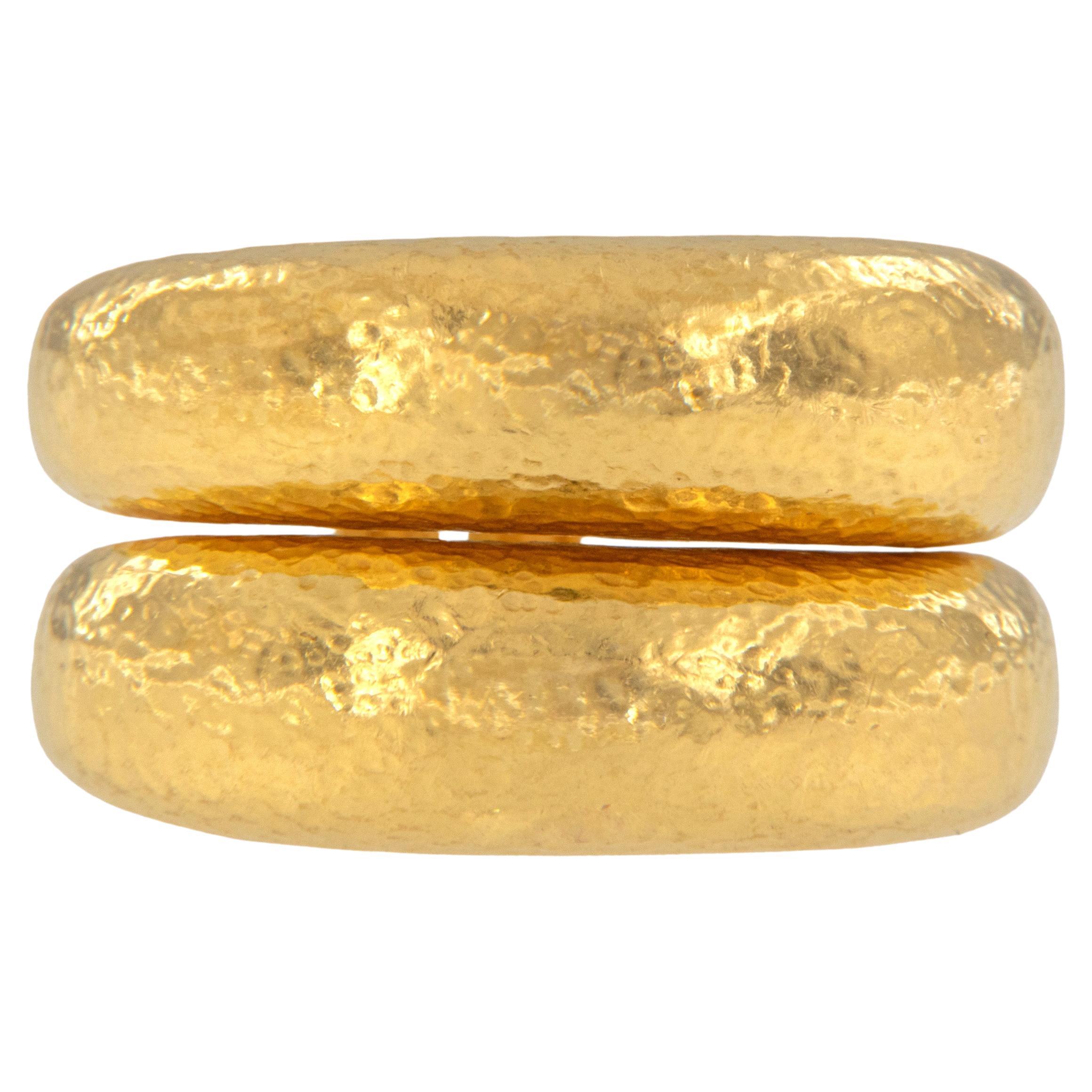24 Karat Yellow Gold Double Row Cuff Ring For Sale at 1stDibs