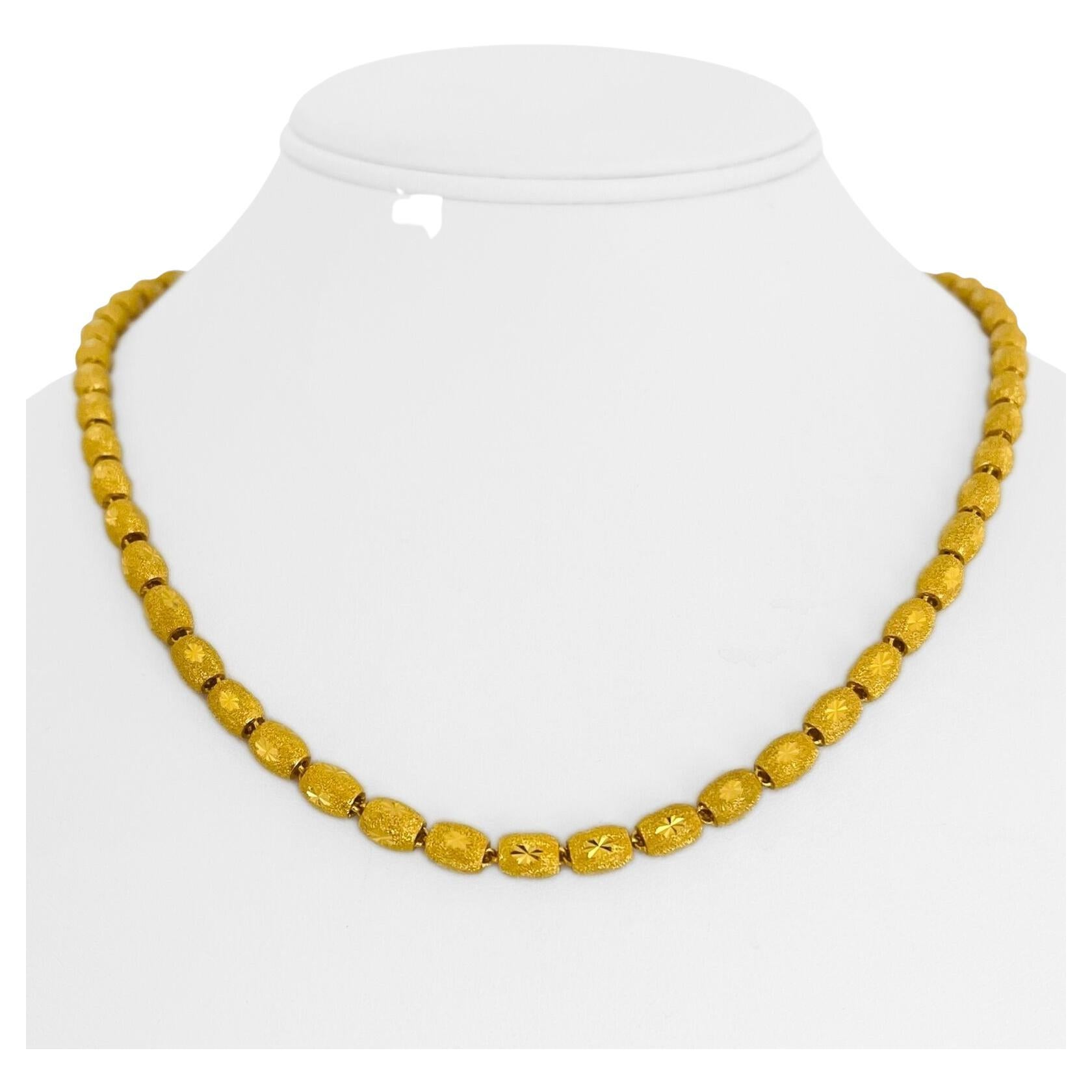 24 Karat Pure Yellow Gold Solid Fancy Bone Link Chain Necklace For Sale ...