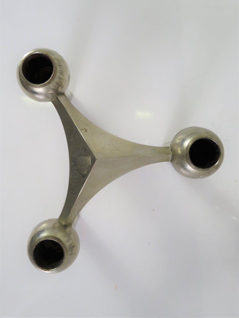 24 Modern Chrome Candleholders + Ashtray Bowl, Werner Stoff Nagel ...