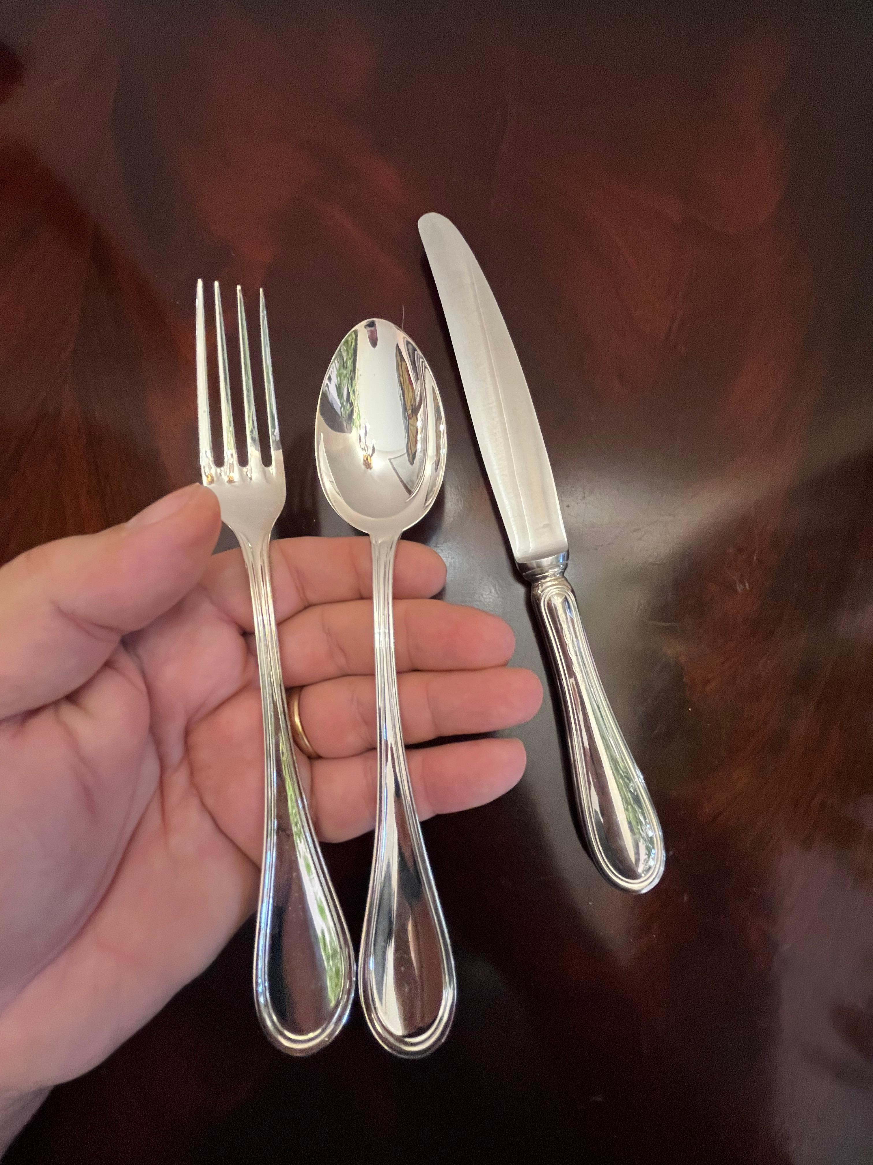 24-piece Cutlery Set for six 800 Silver English style, Italy, 80s For ...