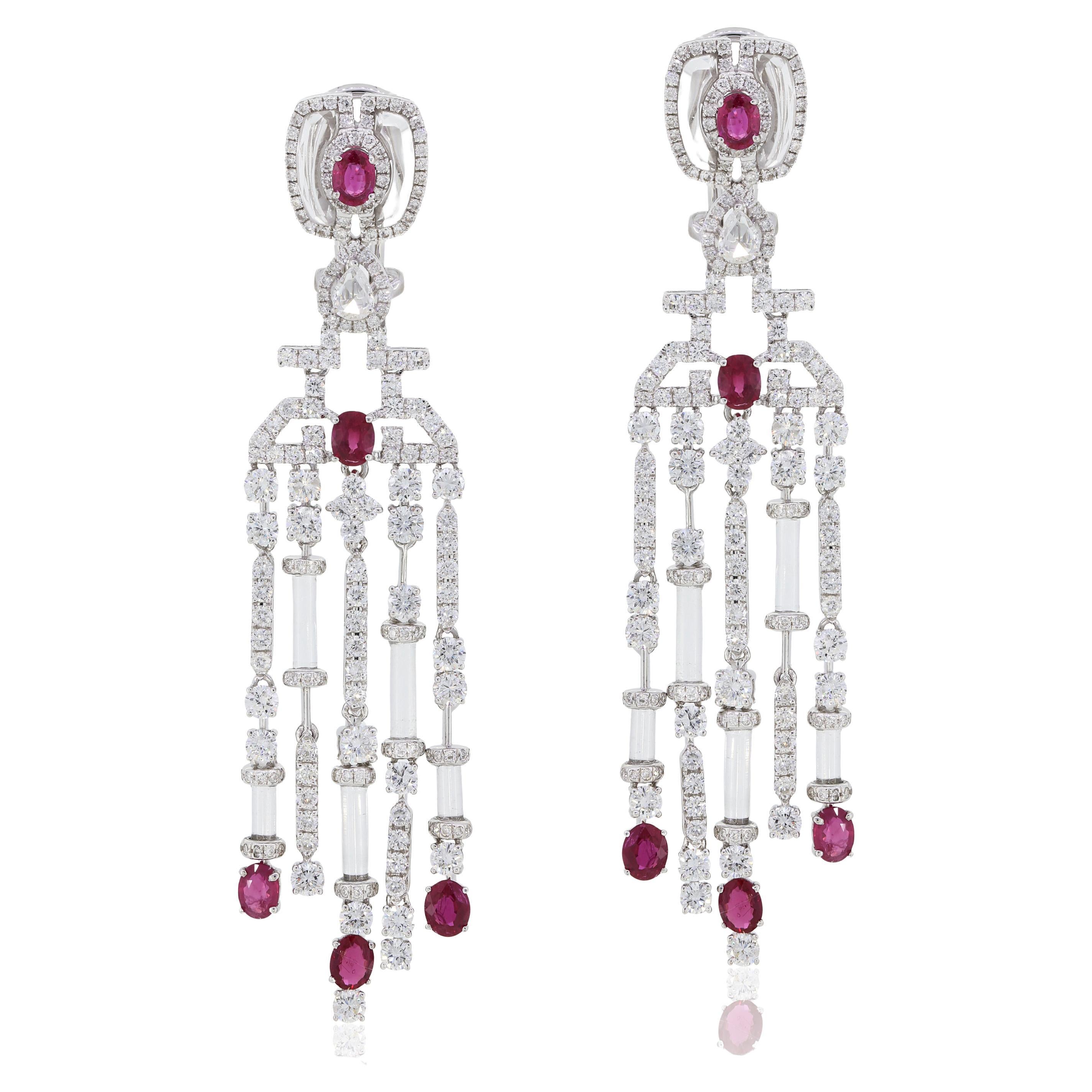 Ruby and Diamond Chandelier Earrings For Sale at 1stDibs | ruby ...