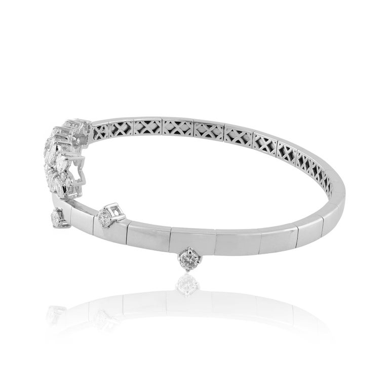 2.40 Carat SI Clarity HI Color Pear Diamond Wrap Bangle Bracelet 18k ...