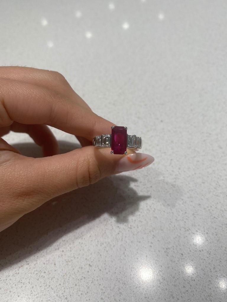 2.40ct Burma Emerald Cut Ruby with 1.30ctw in Emerald Cut Diamond ...