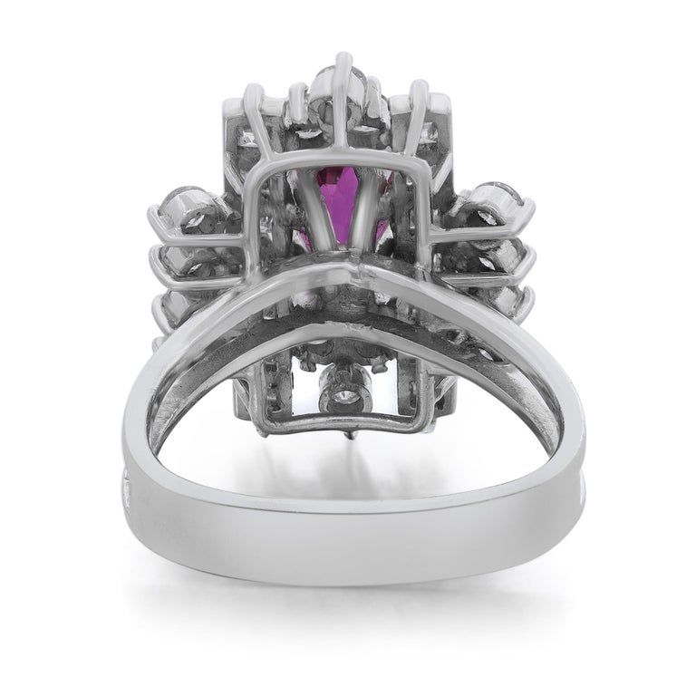 2.40Cts Ruby and 2.15Cts Diamond Cocktail Ring 18K White Gold For Sale ...