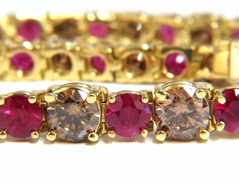 24.14ct Natural Fancy Cinnamon Brown Diamonds Red Ruby Bracelet 18kt ...