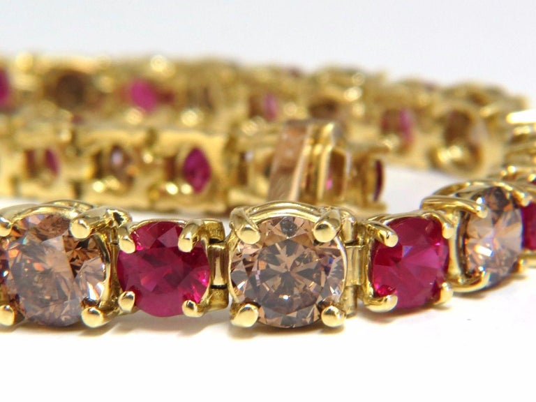 24.14ct Natural Fancy Cinnamon Brown Diamonds Red Ruby Bracelet 18kt ...