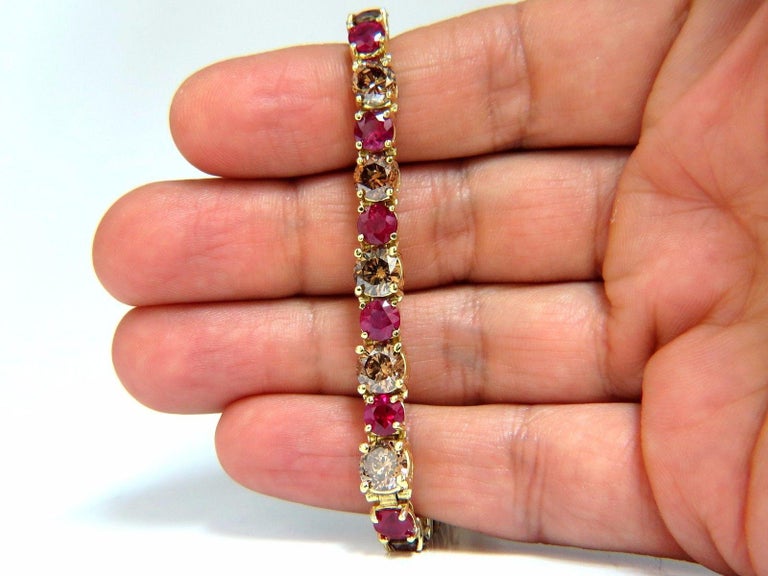 24.14ct Natural Fancy Cinnamon Brown Diamonds Red Ruby Bracelet 18kt ...