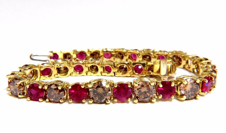 24.14ct Natural Fancy Cinnamon Brown Diamonds Red Ruby Bracelet 18kt ...