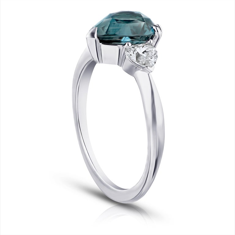 2.43 Carat Pear Shape Bluish Green Sapphire and Diamond Ring at 1stDibs ...