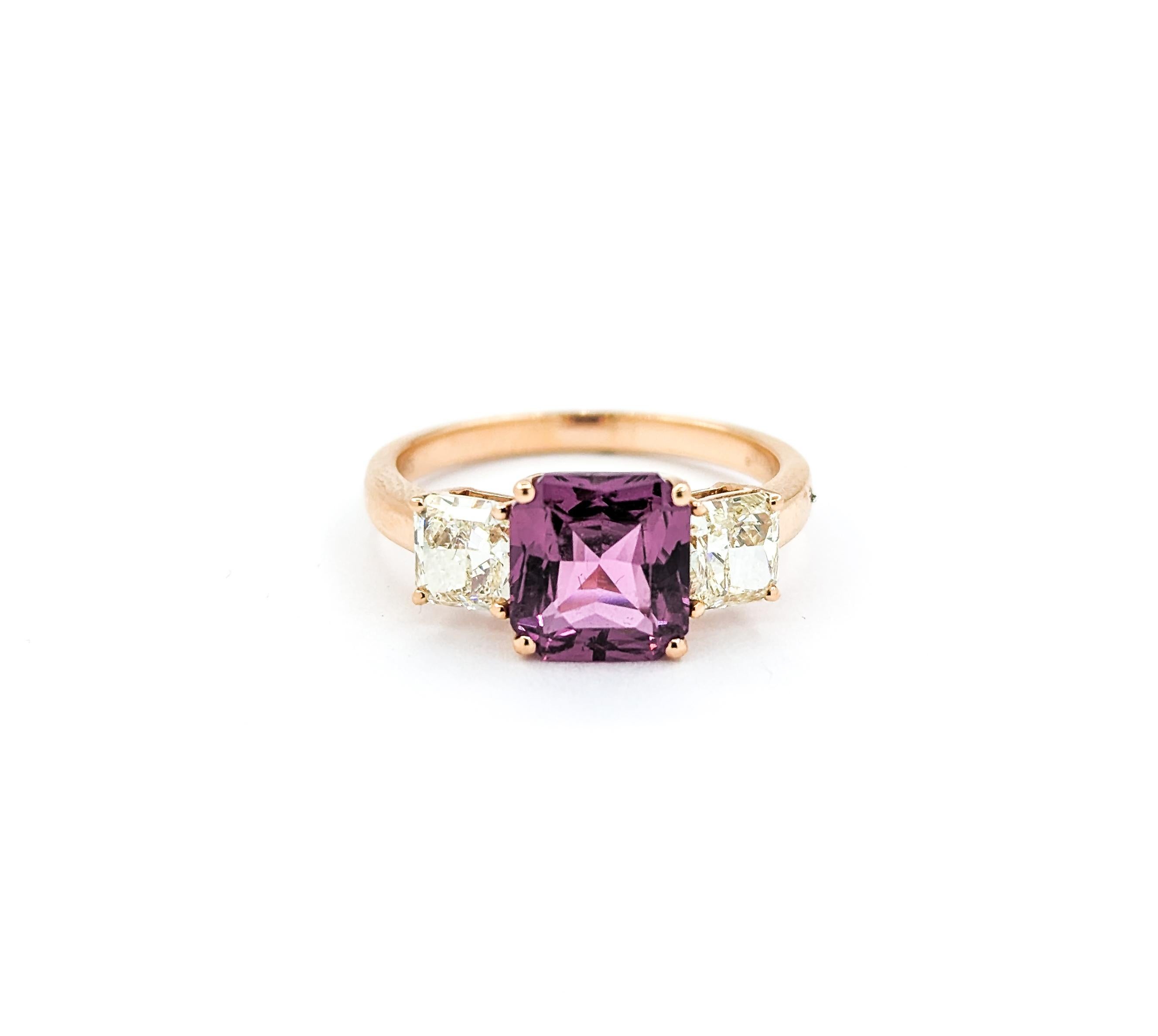 2.44ct Violet Sapphire and Diamond Ring in Rose Gold For Sale at 1stDibs