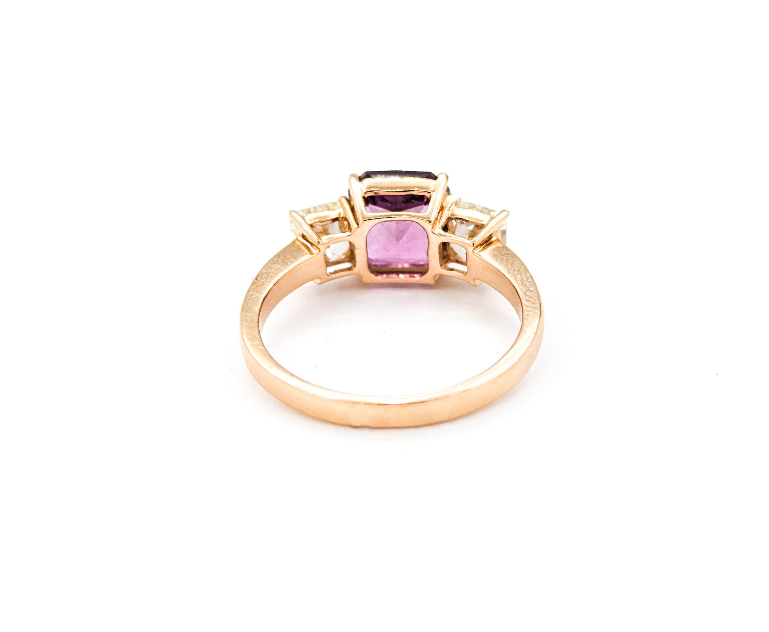 2.44ct Violet Sapphire and Diamond Ring in Rose Gold For Sale at 1stDibs
