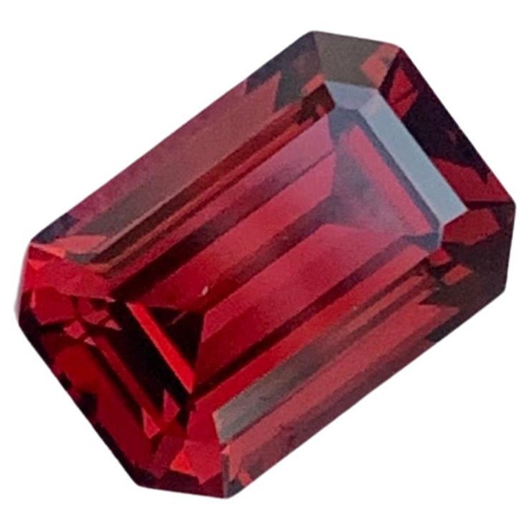 2.45 Carat Gorgeous Emerald Cut Red Tanzanian Rhodolite Garnet Emerald ...